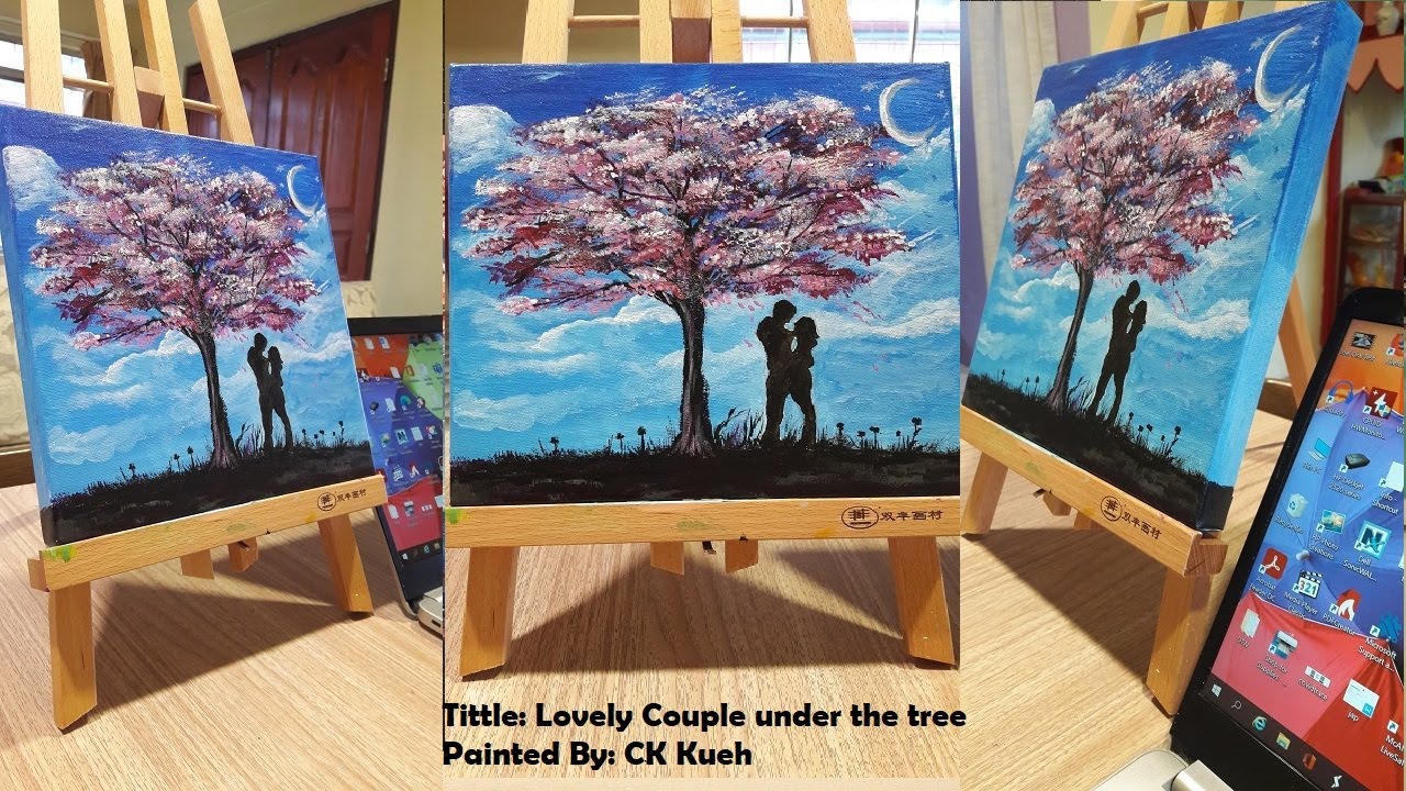 Lovely Couples Dating Under Tree | Acrylic Painting Lovely Couples 2 By ...