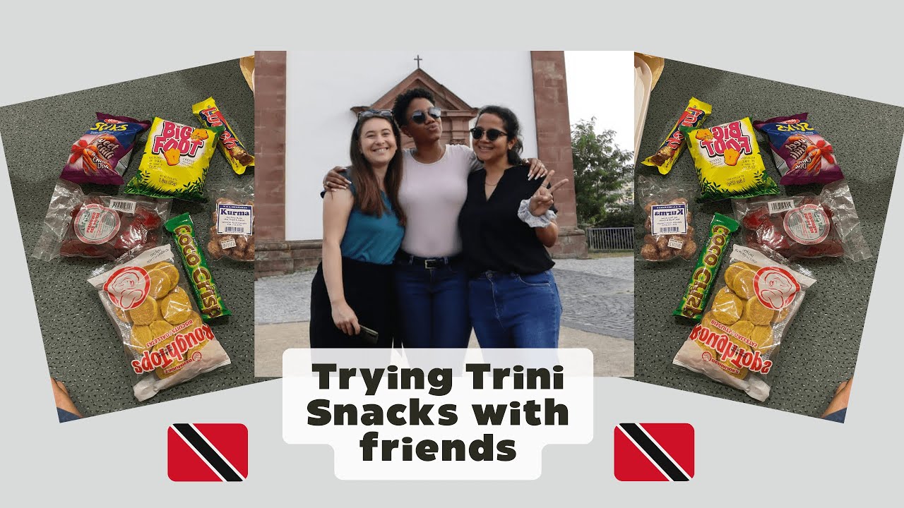 Trying Trini snacks with two of my friends - YouTube