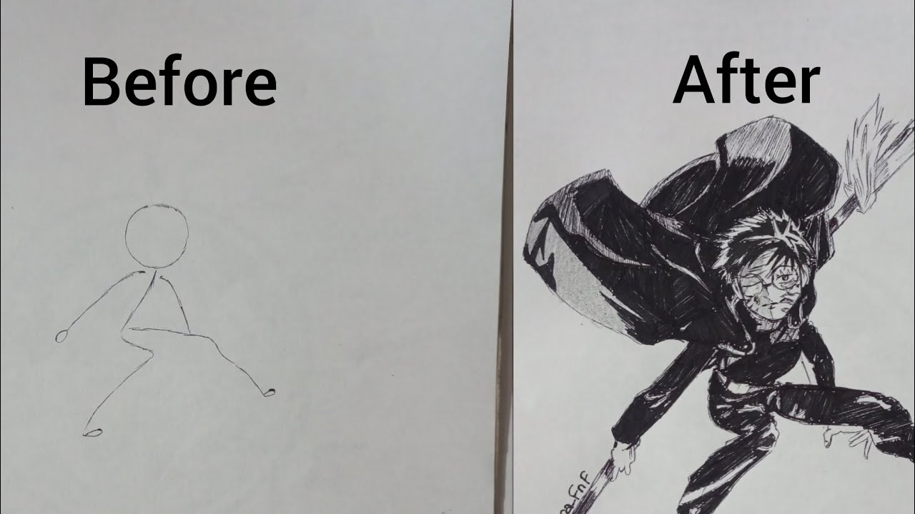 How to draw zenin || Drawing Stickman to Anime character step by step ...