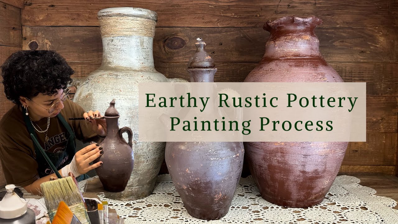 Earthy Rustic Pottery Painting Process - YouTube