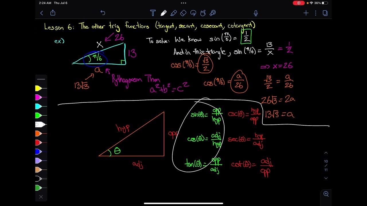Week 2 | Lesson 6 | The other trig functions (tan, sec, csc, cot) - YouTube