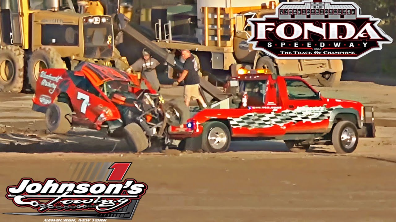 Towing At Fonda Speedway On 7-6-24 (Hard Wrecks) - YouTube