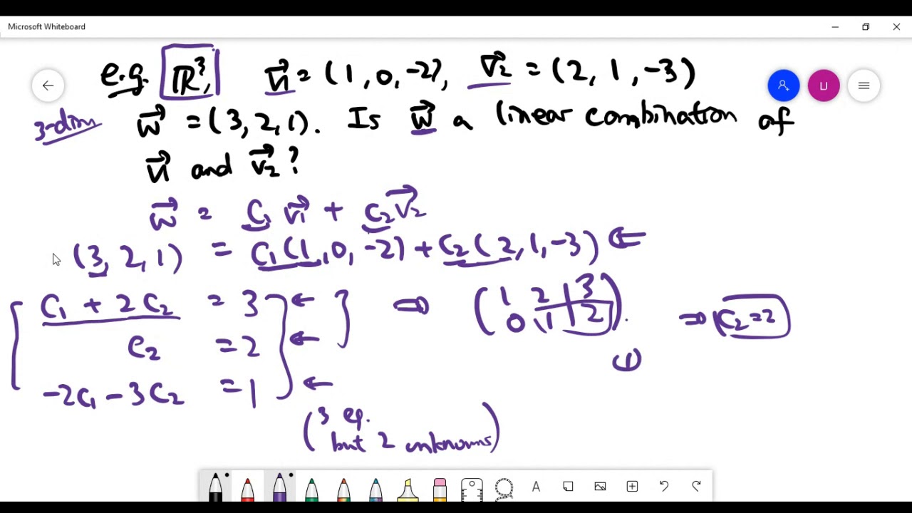 Exercises on the topics of linear combinations and spanning set of ...