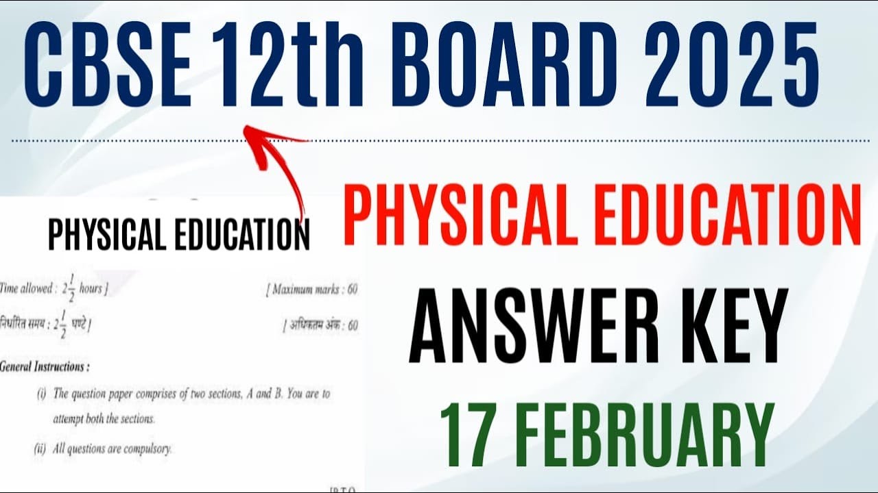 CBSE BOARD 12th PHYSICAL EDUCATION PAPER SOLUTION 2025 | Class 12 Cbse ...