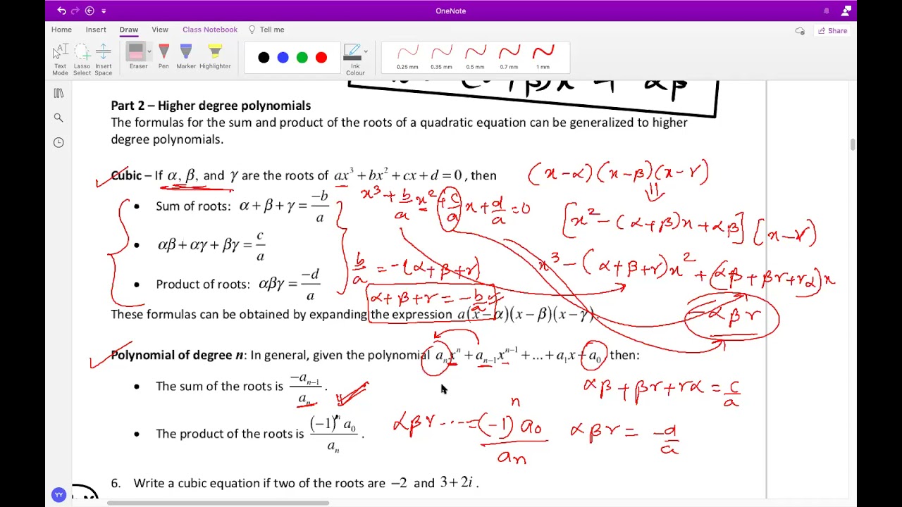 Sum and Product of roots for cubic and higher order polynomial-AA HL ...