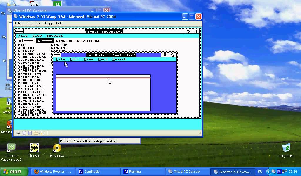 Windows 2.03 Wang OEM in Microsoft Virtual PC 2004 - YouTube