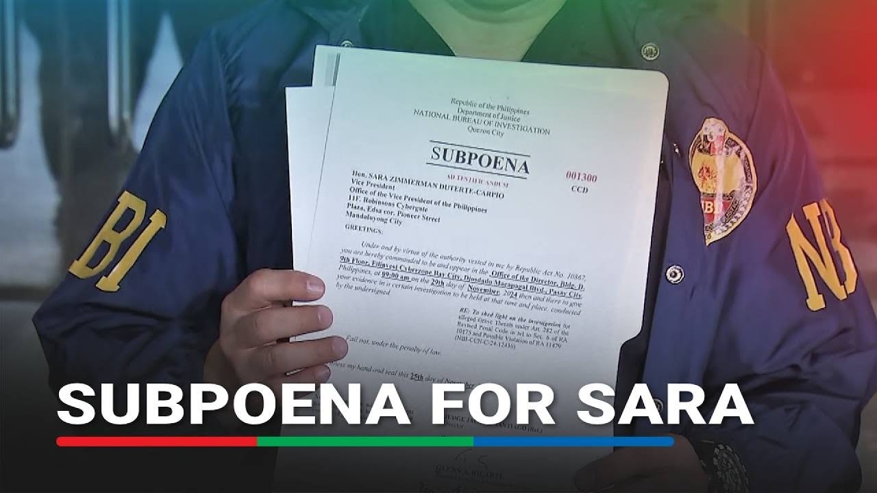 NBI serves subpoena for Sara Duterte at OVP headquarters | ABS CB News ...