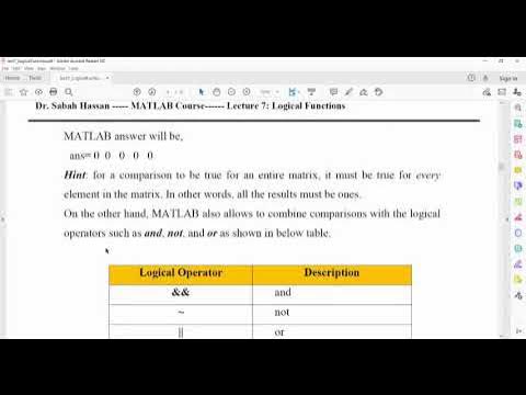 Lecture 7----- Logical Functions in MATLAB - YouTube