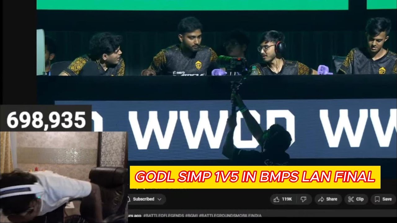 GODL SIMP IMPOSSIBLE 😱1V5 IN BMPS LAN🔥💛 | GODL CHICKEN DINNER🥶 | NEYOO LIVE REACTION 😱 #bmps ...