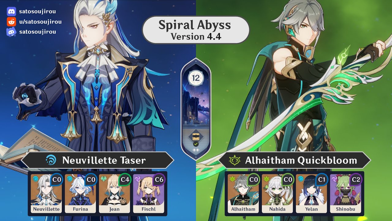 [Genshin Impact] Spiral Abyss 4.4 | Neuvillette Taser & Alhaitham ...