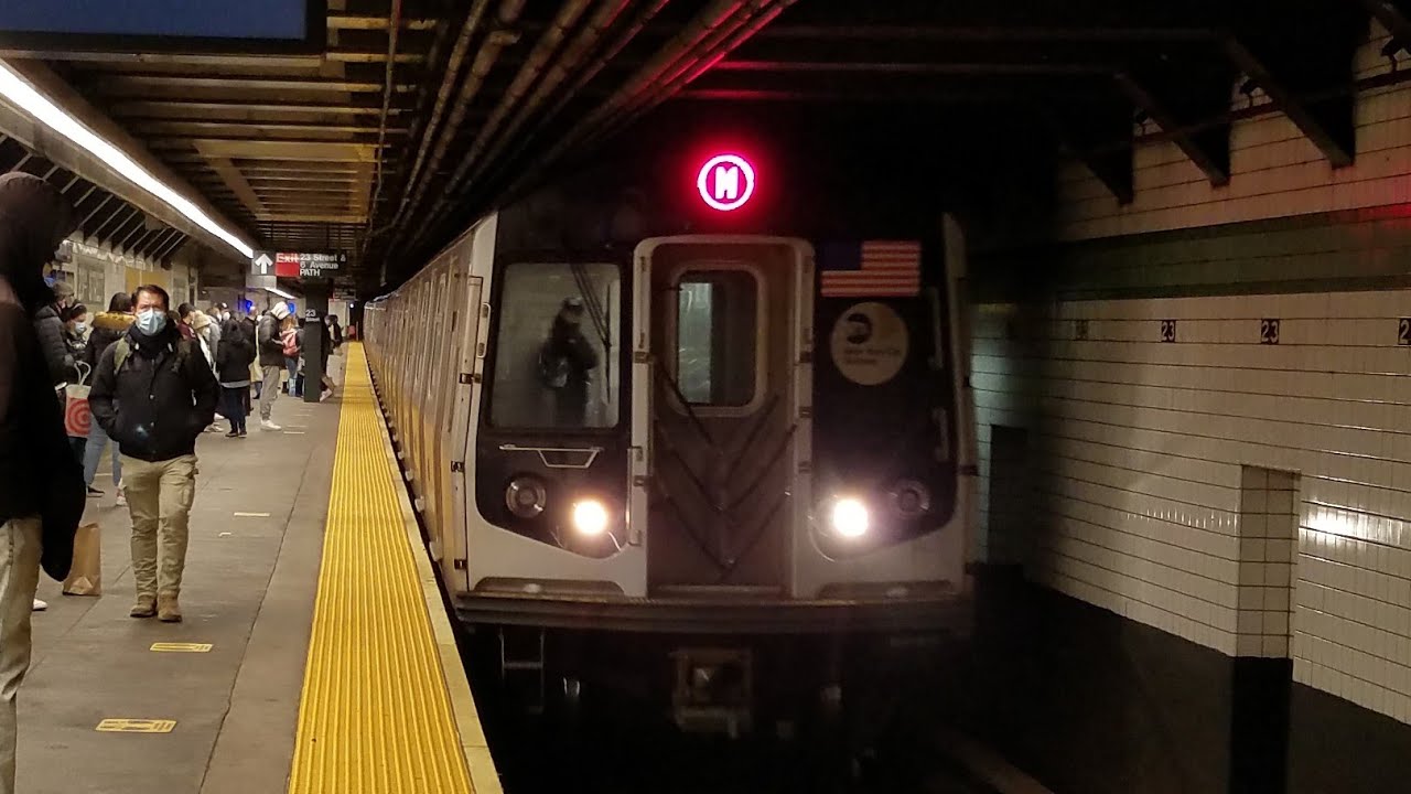 (F) (M) Train action at 23rd street - YouTube