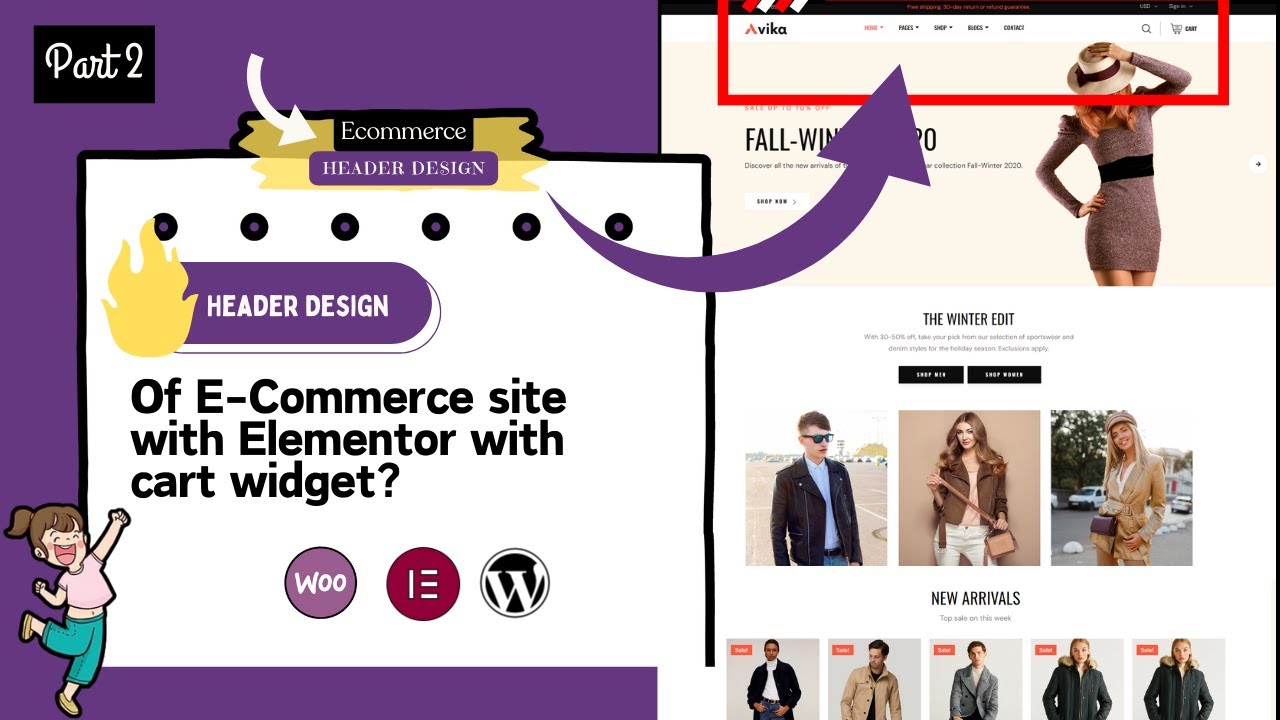 [ Part 2 ] Creating a custom header E commerce website | E commerce ...