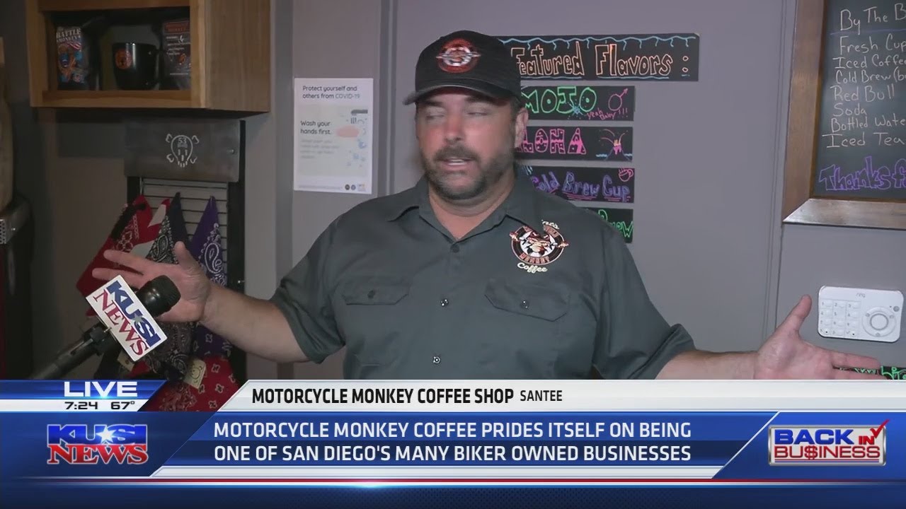 Motorcycle Monkey introduces Fred, the coffee shop mascot - YouTube