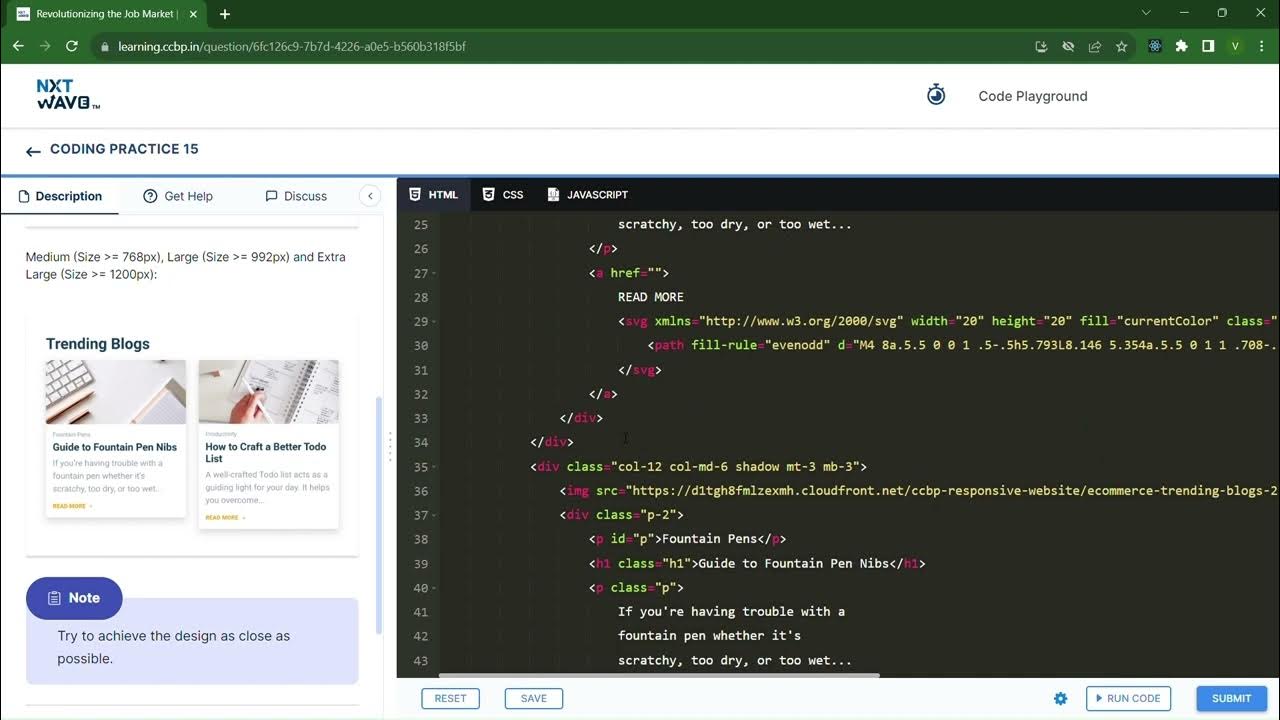Ecommerce Website Trending Blogs | Coding Practice 15 | HTML, CSS, Bootstrap | NxtWave | ccbp 4 ...
