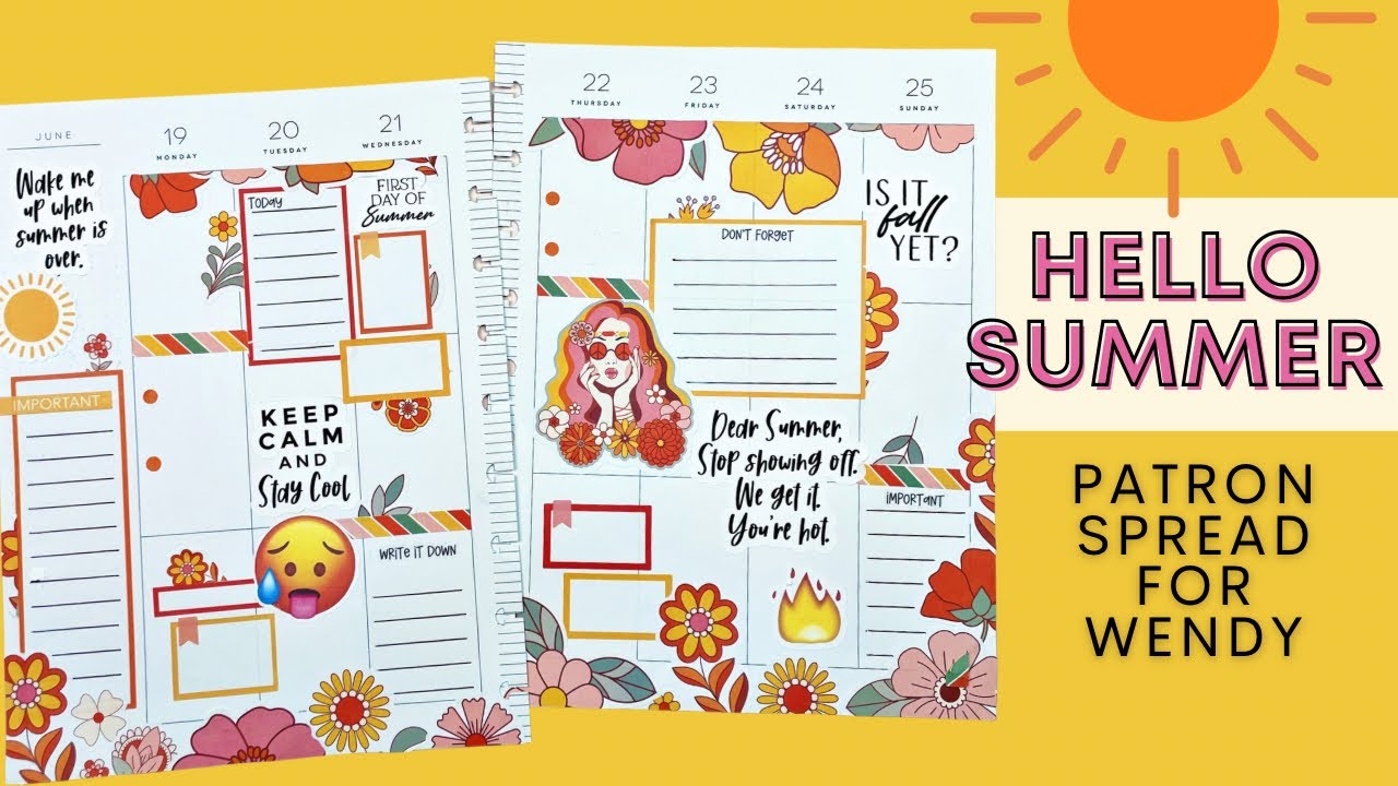 PLAN WITH ME | HELLO SUMMER PATRON SPREAD FOR WENDY | THE HAPPY PLANNER ...