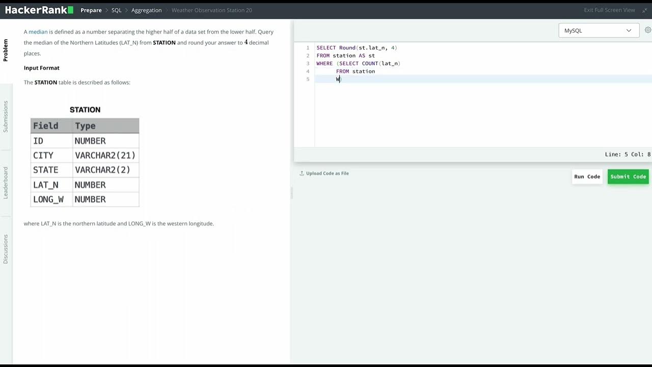 Hackerrank Sql Solution 4 Intermediate Sql Weather Observation 20 Youtube