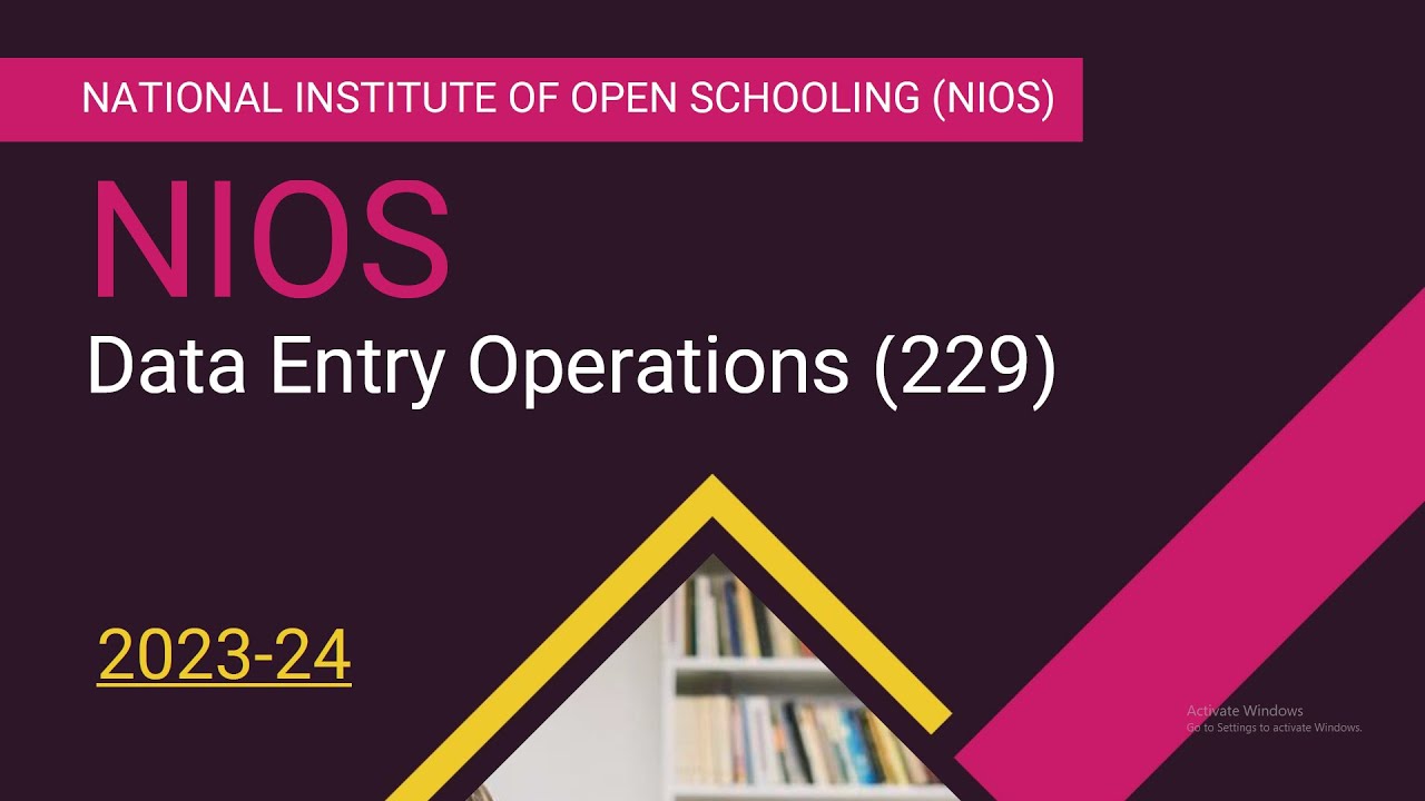 NIOS Data Entry Operations (229) Solved Assignments [TMA] English Medium 2023-24 for Class 10 ...