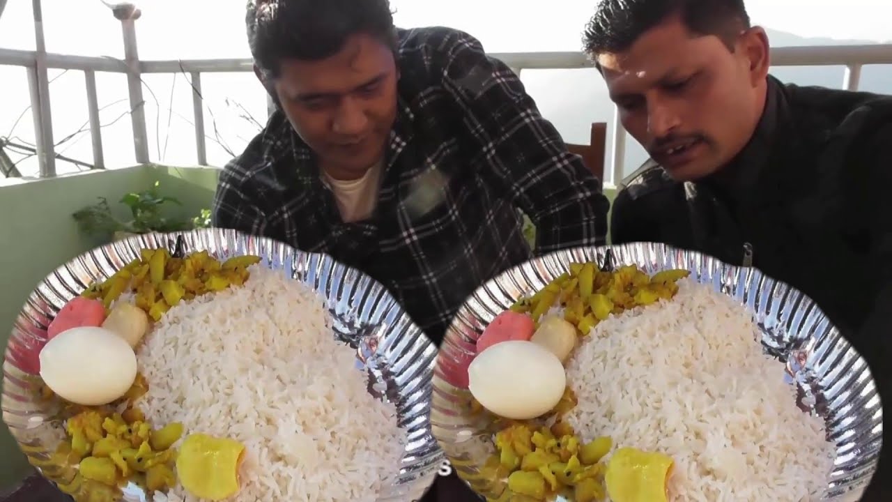 Eating Show in Sikkim Gangtok ( Rice with Boil Egg - Dal & Cabbage ...