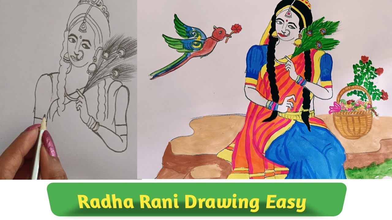 Radha Rani Drawing Easy Step By Step | Outline Drawing Tutorial - YouTube
