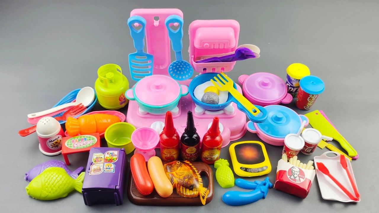 Unboxing Miniature Plastic Full Kitchen Set Collection | Toy Cooking ...