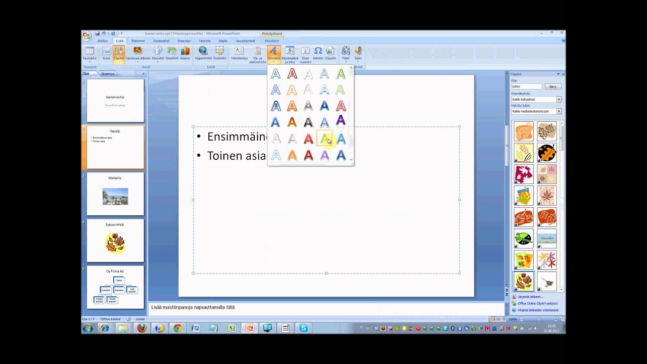 MS Office PowerPoint - kuvien, grafiikan ja linkin lisääminen - YouTube