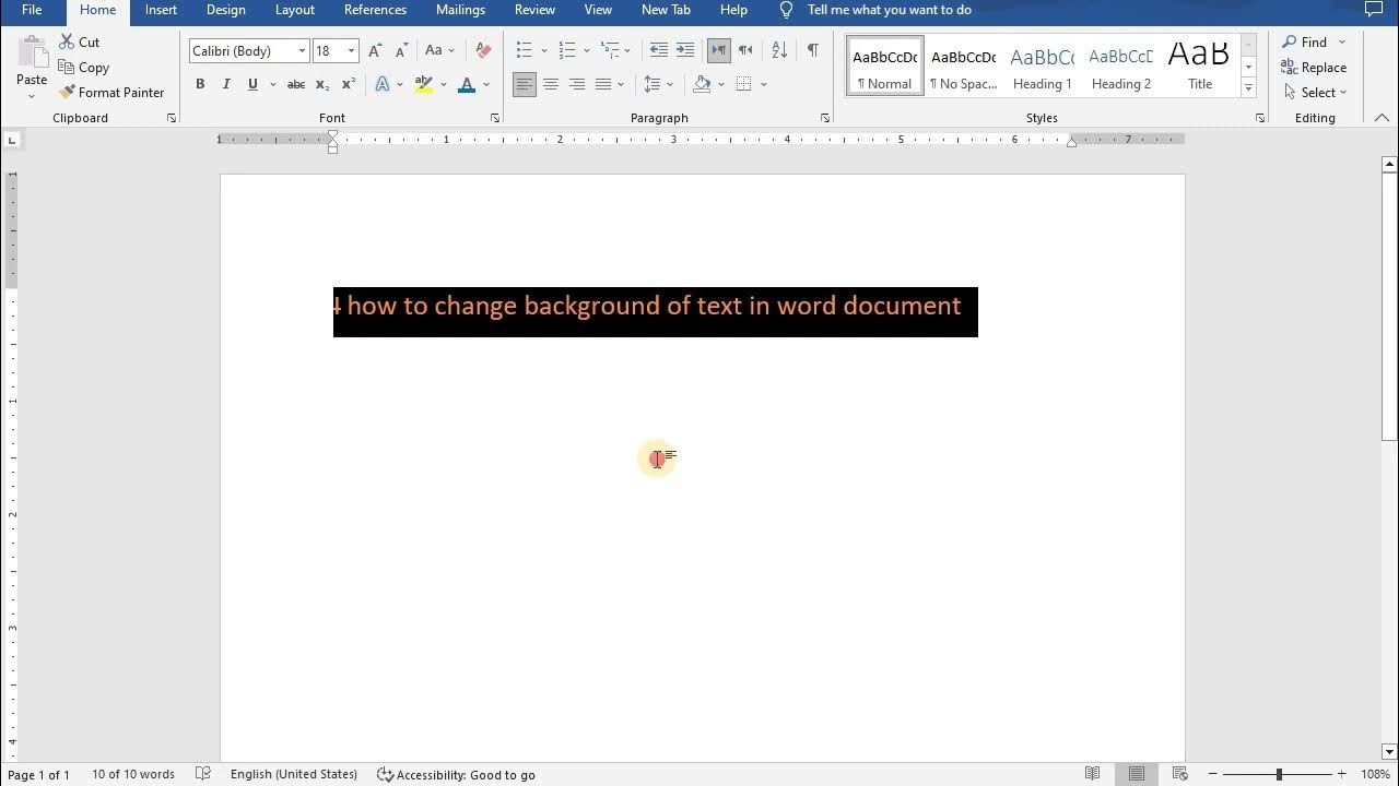 How to change color of font in word text | how to add background color ...