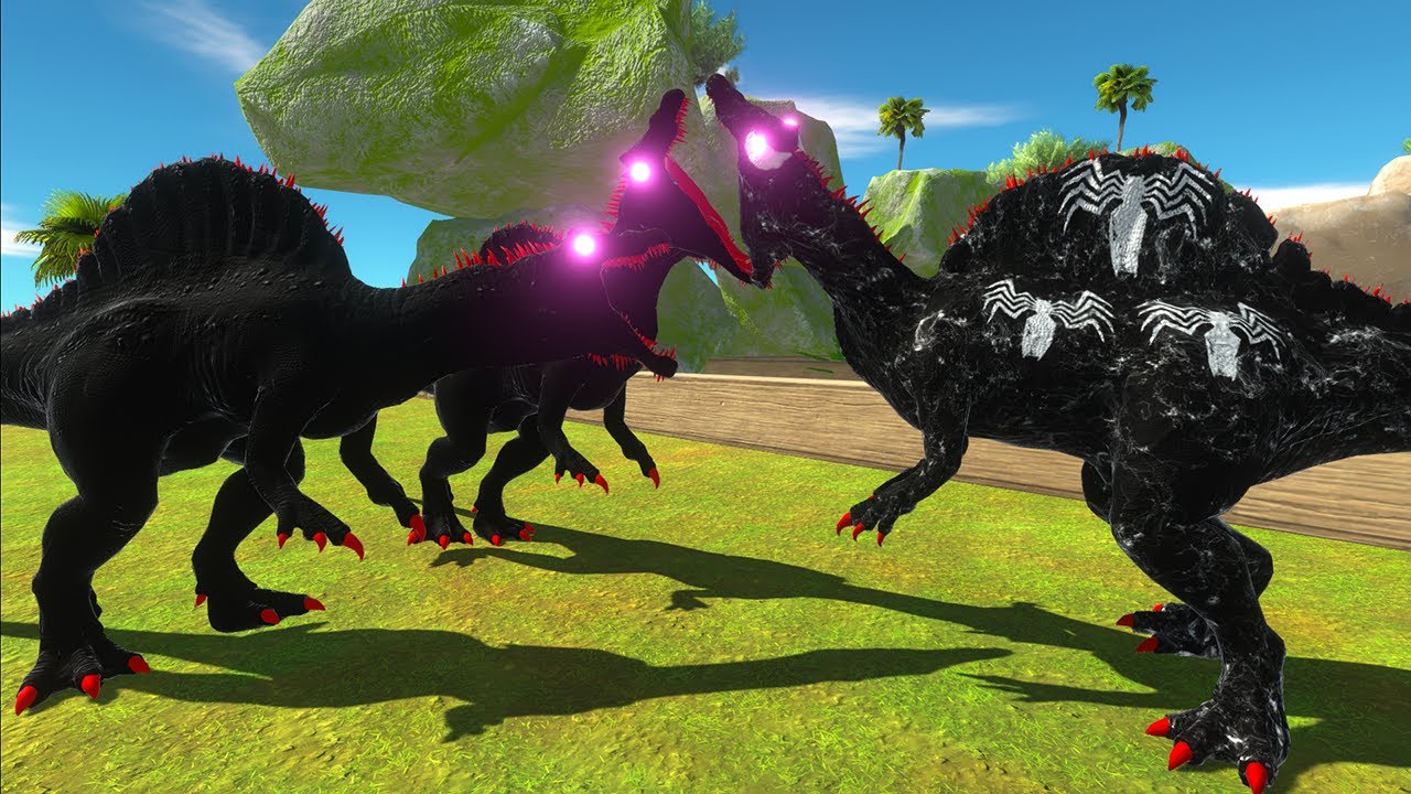VENOM SPINOSAURUS VS 2X DARK SPINOSAURUS & SUPERMAN GORO DEATH RUN ...