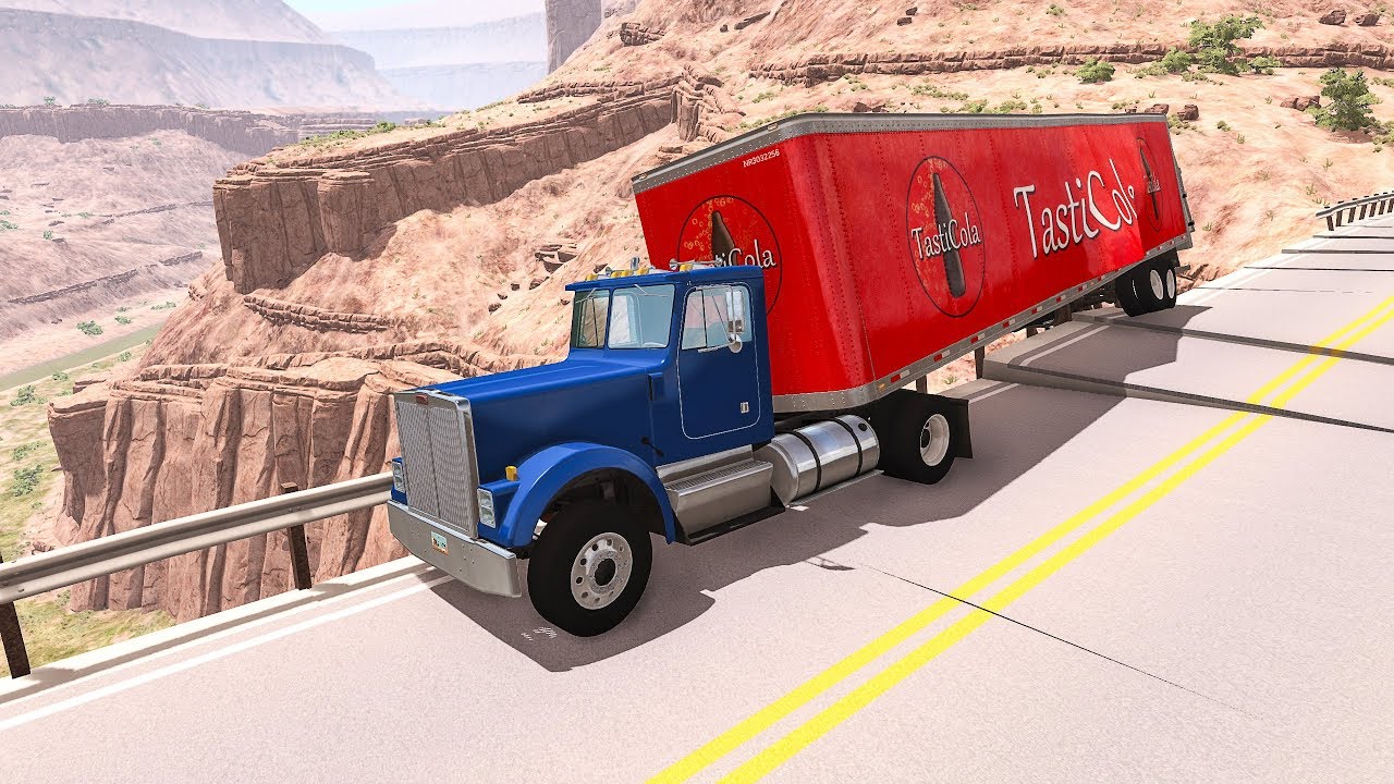 Trucks Tasti Cola Break Bridge - BeamNG drive | Devastation - YouTube
