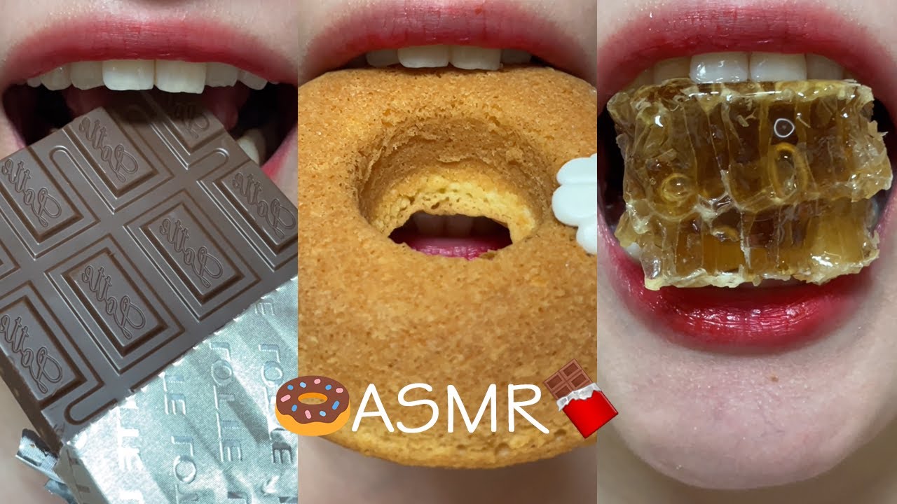 asmr PUDDING HONEY COOKIE DOUGHNUT CHOCOLATE ICE CREAM eating sounds ...