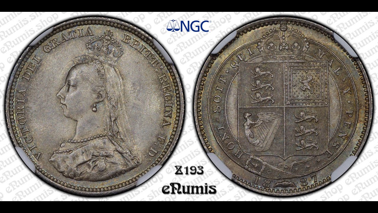 Great Britain, Victoria, Shilling 1887, nicely toned, NGC MS 65 - YouTube