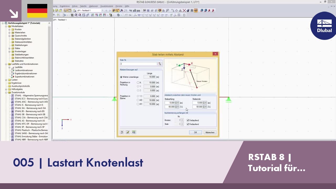 RSTAB 8 Tutorial für Studenten | 005 Lastart Knotenlast - YouTube