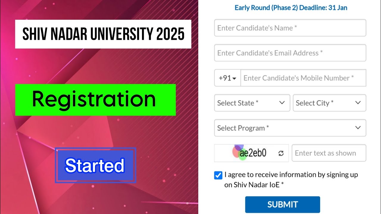 Shiv Nadar University 2025 Registration Started | SNU Application form ...