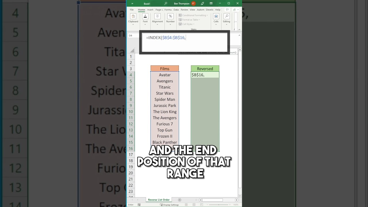 How To Reverse A List In Excel Reverse Order Of Data How To How To Reverse A List In Excel Reverse Order Of Data How To