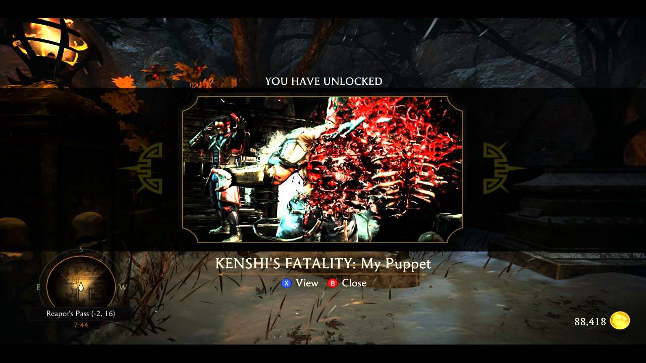 MKX KRYPT UNLOCK : Kenshi's Fatality My Puppet (-2,16) - YouTube