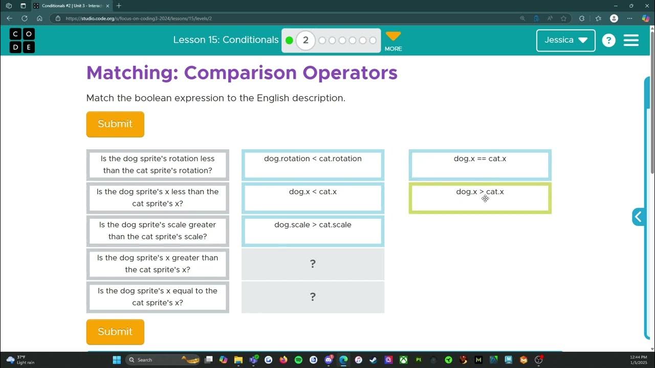 Code.org - CS Discoveries - Unit 3: Interactive Animations & Games: Lesson 15: Level 2 - YouTube