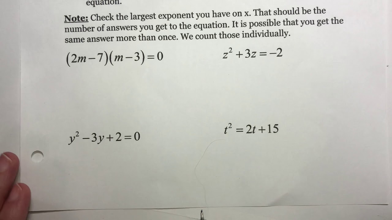 Section 6.6 Solving Quadratic Equations Using the Zero-Factor Property (Part 1 of 4) - YouTube