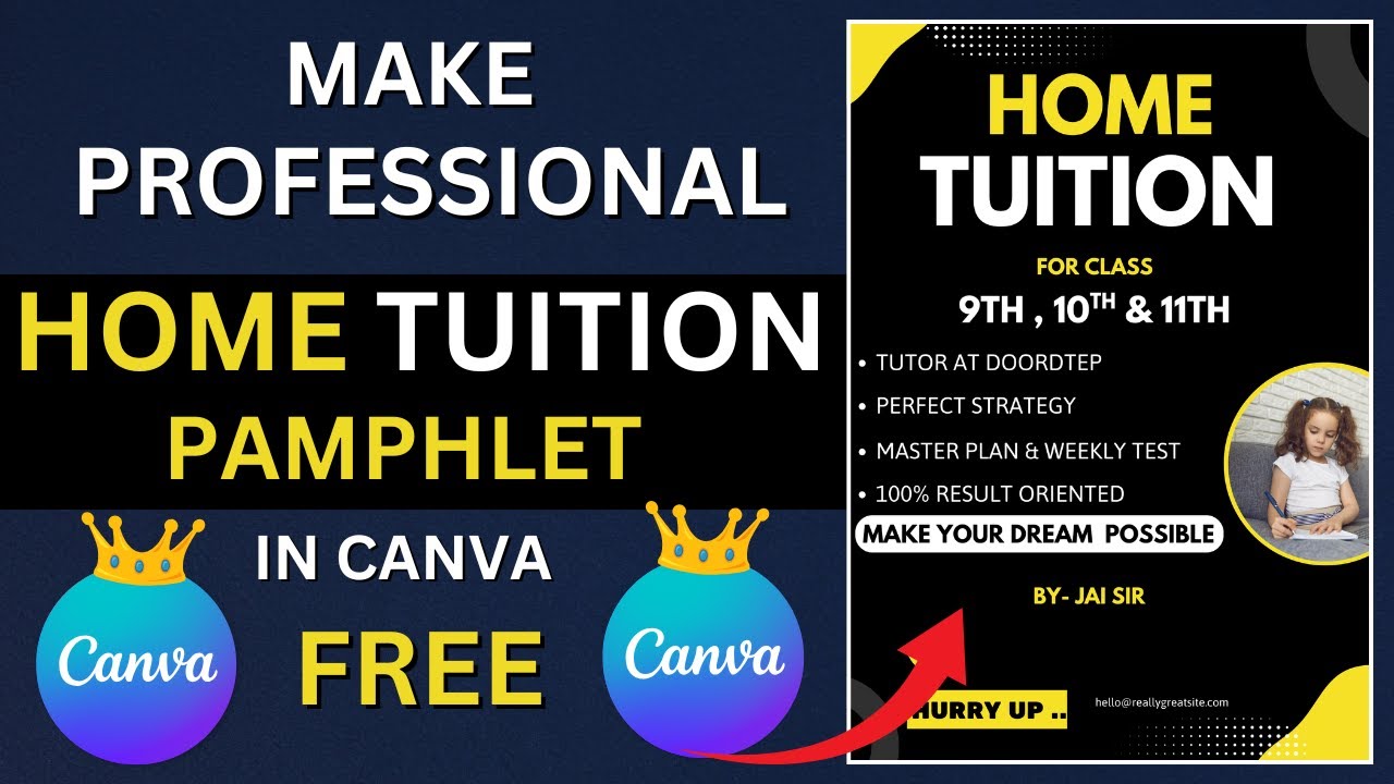 Create Stunning Home Tuition Pamphlets in SECONDS Using Canva! | Step ...