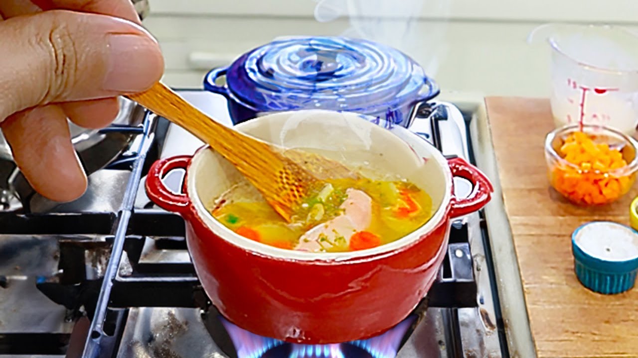 ASMR Chicken POT PIE No Background Music Mini KITCHEN TOY PLAY SET Tiny Baking - YouTube