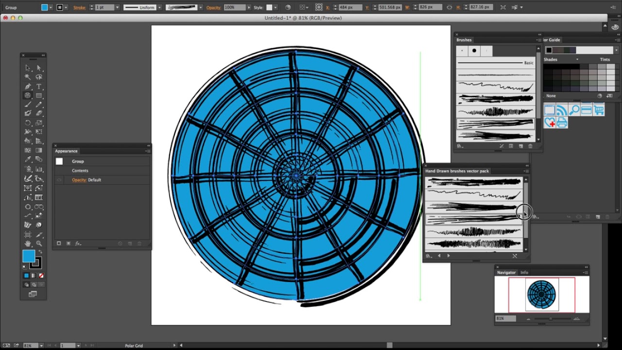 Illustrator CC 2014 Polar Grid Tool With Brush Strokes Tutorial illustrator-cc-2014-polar-grid-tool-with-brush-strokes-tutorial