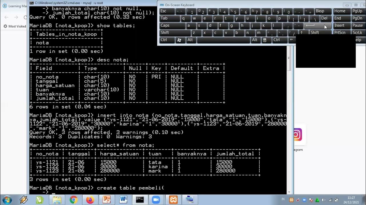 Membuat tabel dengan cmd_Desain Database - YouTube