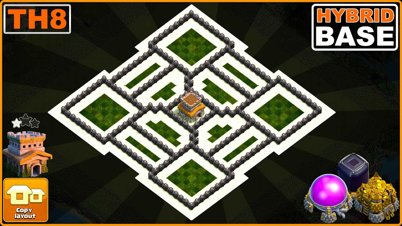 NEW BEST! TH8 Hybrid Base [DEFENCE] 2023 COPY LINK | COC Town Hall 8 Trophy Base - YouTube