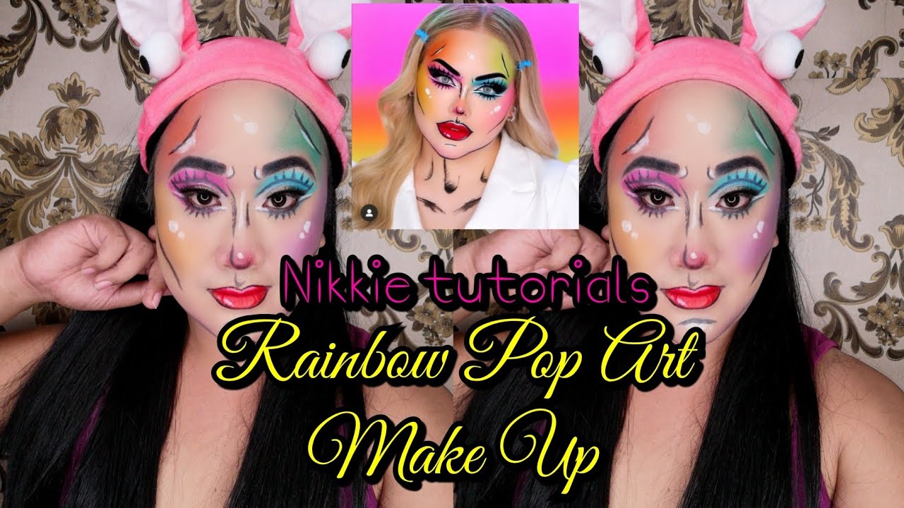 Trying Nikkietutorials Rainbow Pop Art Make Up - YouTube