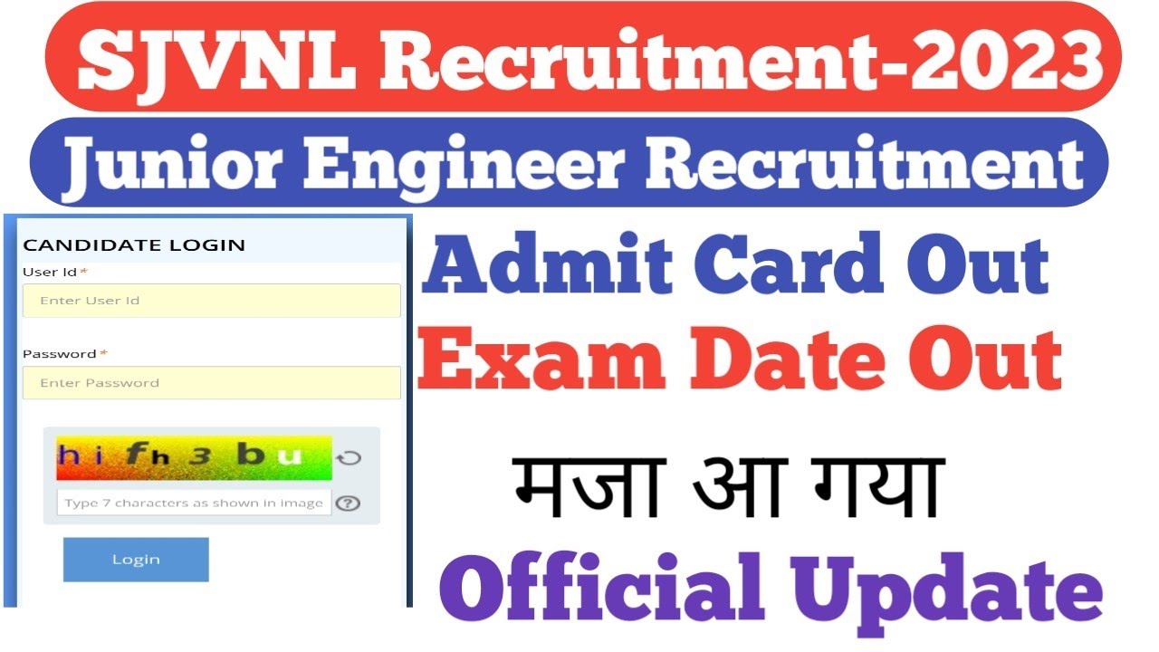 SJVNL Junior Engineer Admit Card Out||SJVNL JE Exam Date Out||Official ...
