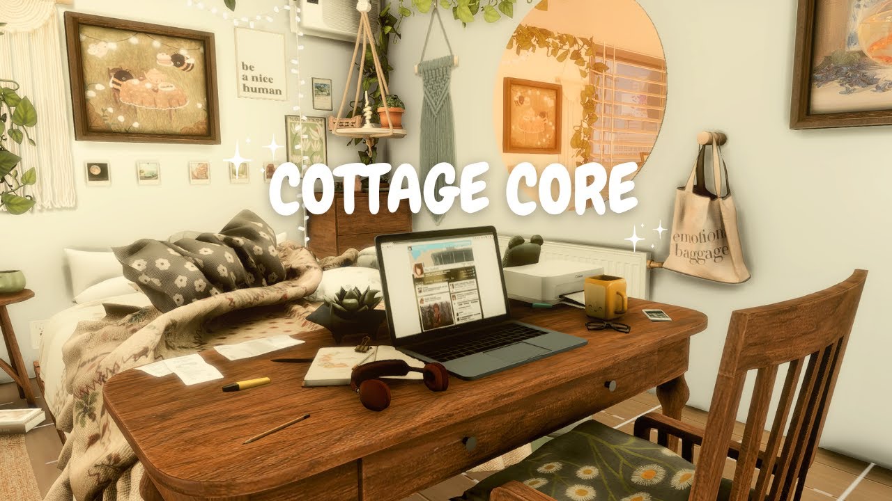 cottage core ROOM Aesthetic🪴// the sims 4 cc speed build - YouTube