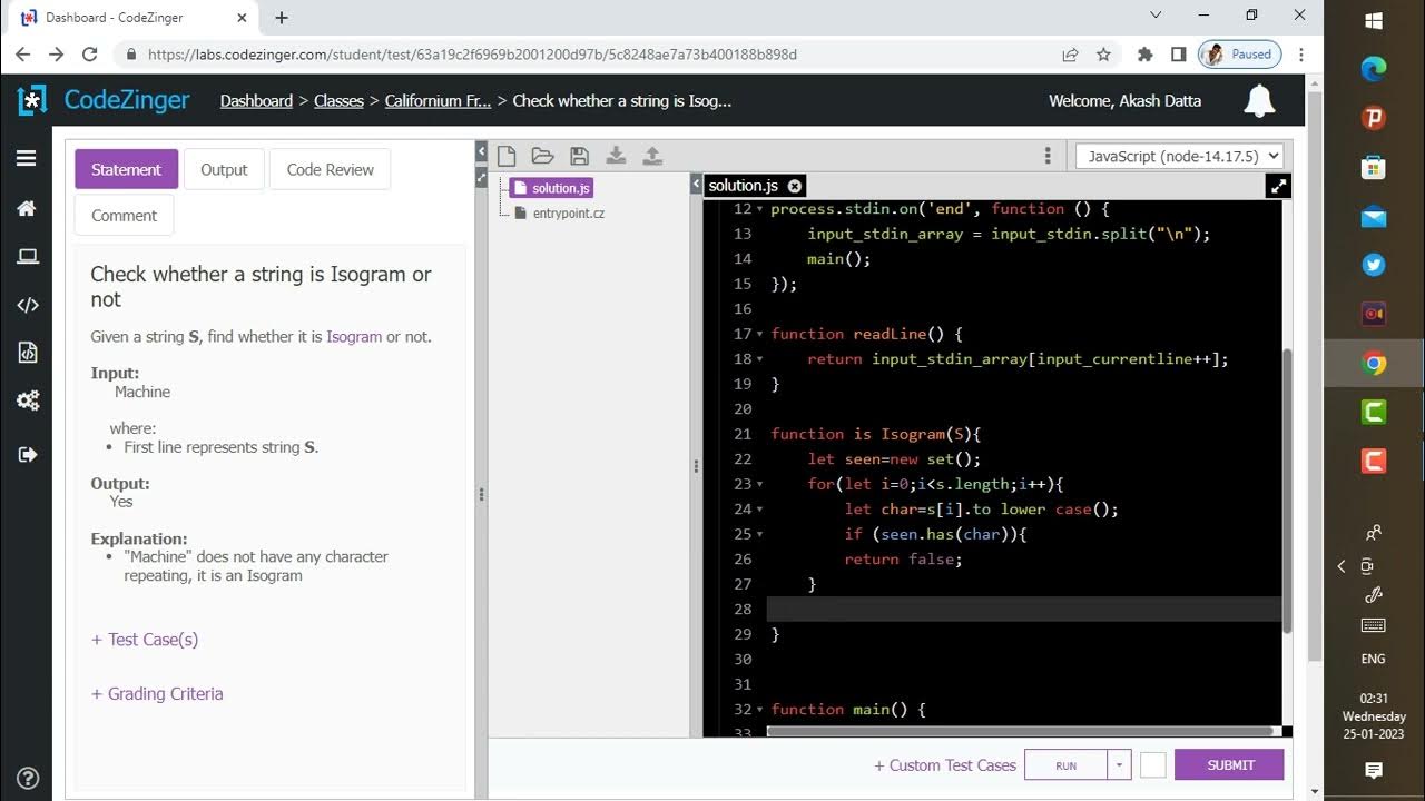 Check whether a string is Isogram or not - YouTube