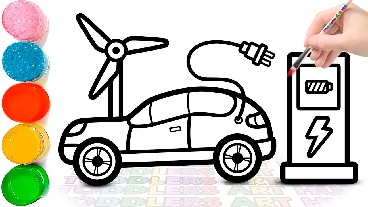 How to Draw an Electric Car for Kids | Fun & Easy EV Drawing with ...