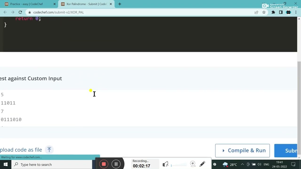 Xor Palindrome Xor Pal Codechef Solution In C Practice Problem Youtube