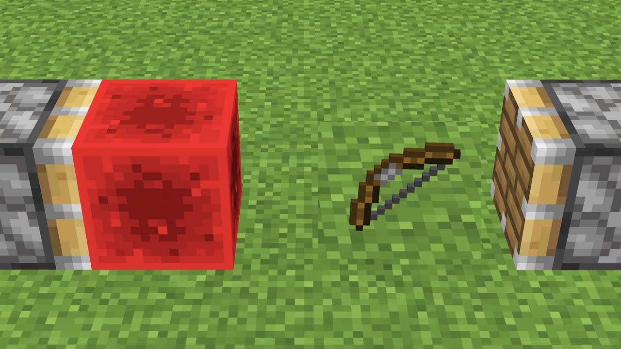 bow + redstone block = ??? - YouTube