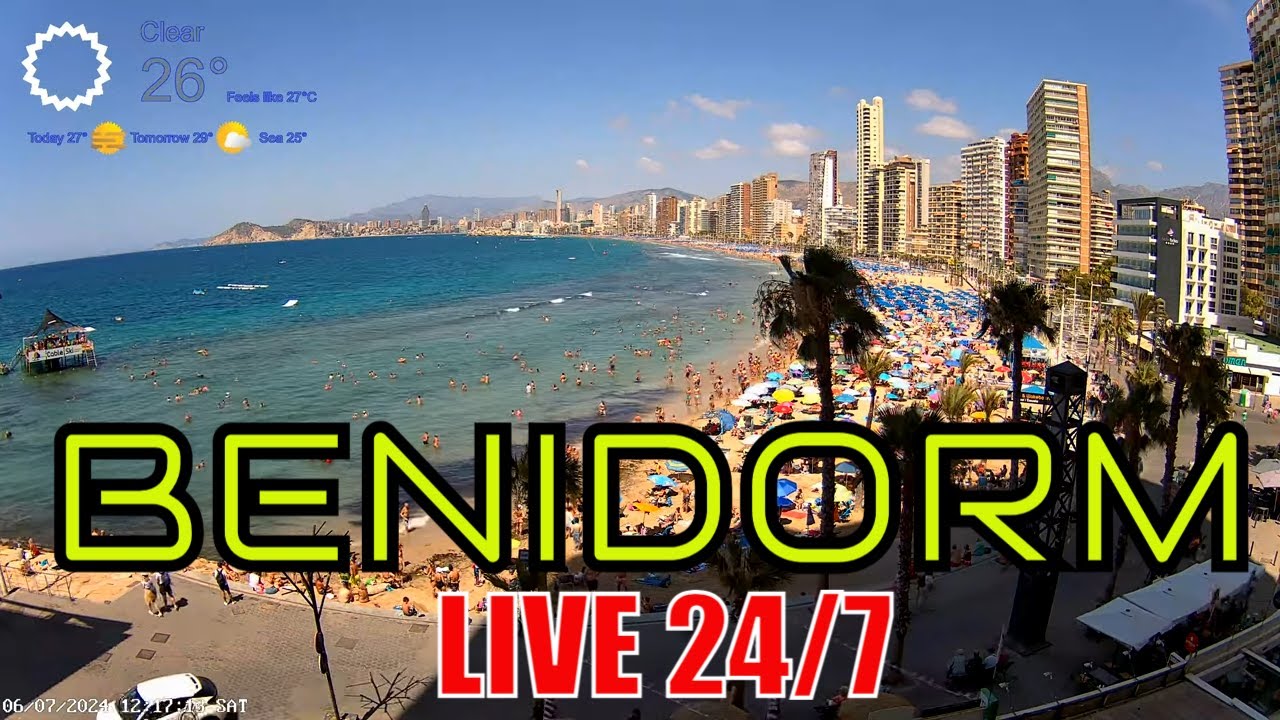 Benidorm Live Beach Cam 🇪🇸 Streamed 6th July 2024 (1) - YouTube