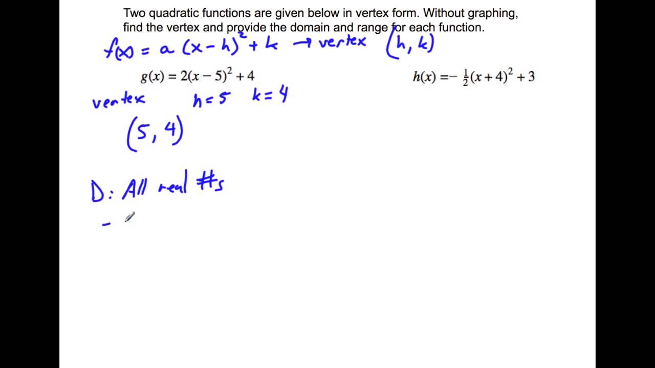Finding the vertex of a quadratic function - YouTube